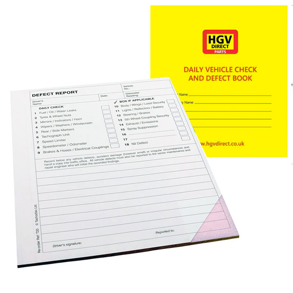 T20 TACHODISC VEHICLE DEFECT BOOK - 20 PAGE T20HGV. HGV Direct genuine ...
